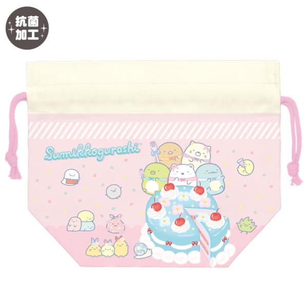 (C)san-xサンエックスの大人気キャラクター「すみっコぐらし」のランチ巾着です☆大きいサイズのランチボックスに対応しています。お弁当箱、ランチクロス、お箸をセットで入れられちゃいます！コップ袋やお箸袋、小物入れ巾着としても♪プレゼントに...