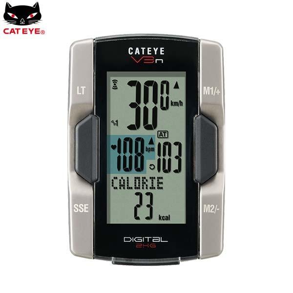CATEYE キャットアイ V3n CC-TR310TW サイクルコンピューター2.4GHzデジタルワイヤレスコンピュータデータファイル管理、心拍ターゲット設定・バックライト付きのトレーニングモデル