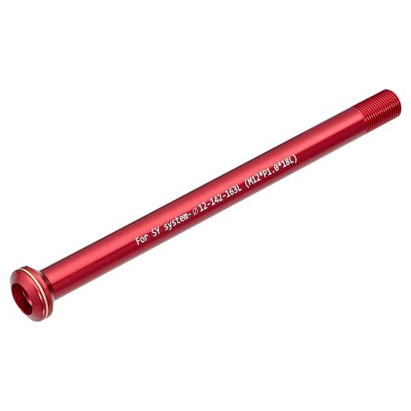 KCNC ケーシーエヌシー ヘックスタイプスルーアクスル KQR09 7075AL 12x142mm Syntace X-12 163mm レッドHEX THROUGH AXLE KQR09