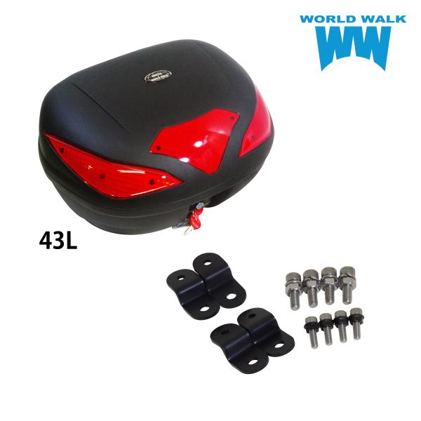 ・容量：43L・セット内容ボックス本体／取扱説明書／専用ベース／取り付けボルト一式／交換用レンズ・素材（リアボックス）…ポリプロピレン（アタッチメント）ステー…スチール　ボルト…ステンレスリード125の純正リアキャリアに純正以外のボックスベ...