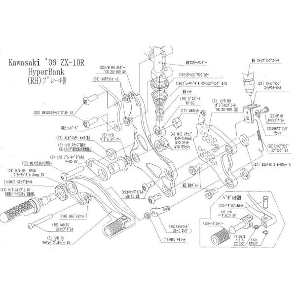 BEET 9022-K85-09 ハイパーバンク RH ホルダー 06ZX-10R シルバー ビート バイク パーツ ハイパーバンク ポジションプレート チェンジ側 銀