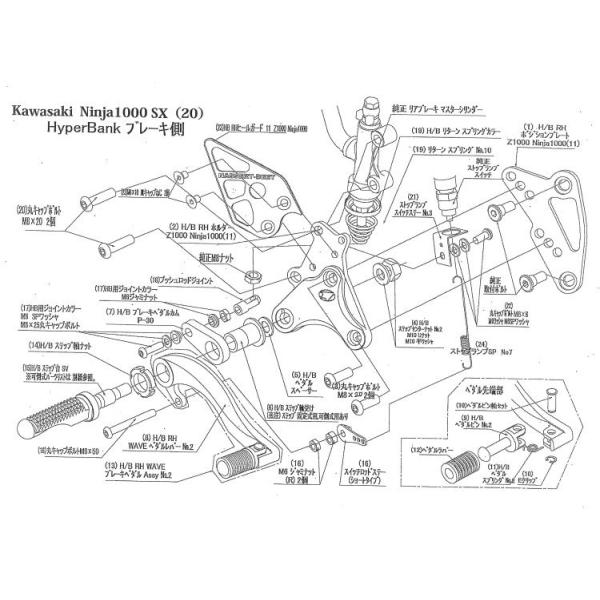BEET 9120-KF7-20 ハイパーバンク RH ヒールガードセット Nin1000SX シルバー ビート バイク パーツ カスタム ハイパーバンク ブレーキ側 ニンジャ
