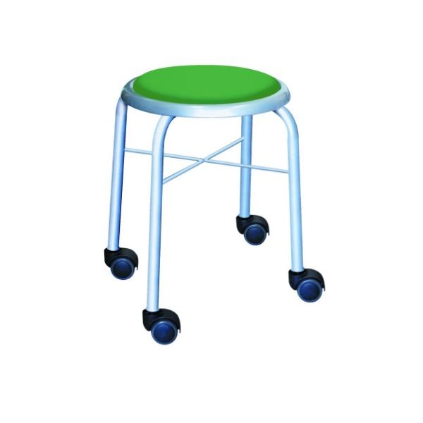 ルネセイコウ LCS-445A キャスタースツールボン グリーン/シルバー 2.8kg 1台 スタッキング可能 コンパクト チェア 椅子 イス 完成品 日本製