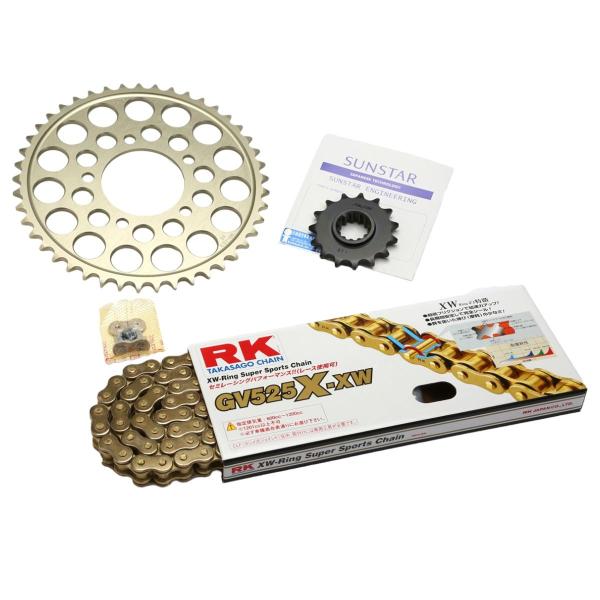 サンスター KR50217 スプロケット&amp;チェーンキット ゴールド 530 フロント17T リア45T 3点セット カワサキ ZRX1100/2 97-00年 RKチェーン スプロケ チェーン