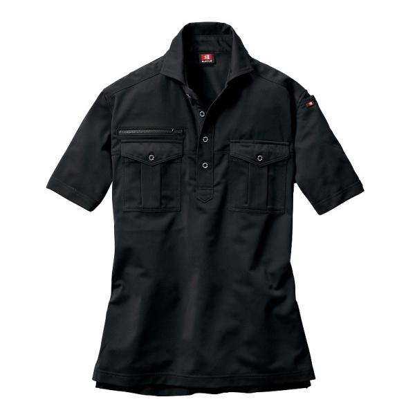 BURTLE バートル 707 半袖シャツ ブラック Lサイズ オールシーズン ユニセックス 消臭 吸汗速乾 制電ケア ストレッチ 作業服 作業着 ユニホーム