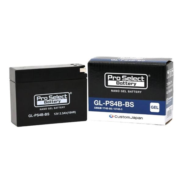 プロセレクト PSB103 GL-PS4B-BS ナノ・ジェルバッテリー(YT4B-BS/GT4B-5互換) 液入充電済 ジェルタイプ 4B 1個 バイク用 カスタムジャパン