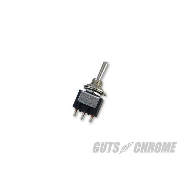 GUTS CHROME ガッツ クローム 5100-5993 オン オフ オン トグルスイッチ状態新品未使用内容固定式のon-off-on3ウェイスイッチです。固定式はレバーを倒すと倒した側に固定されるスイッチです。※オートキャンセル(セル...