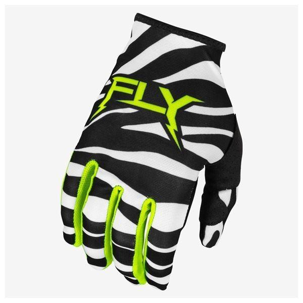 FLY 377-742X 24モデル LITE UNCAGED MXグローブ ブラック/ホワイト/ネオングリーン XL バイク 手袋 通気性 メッシュ