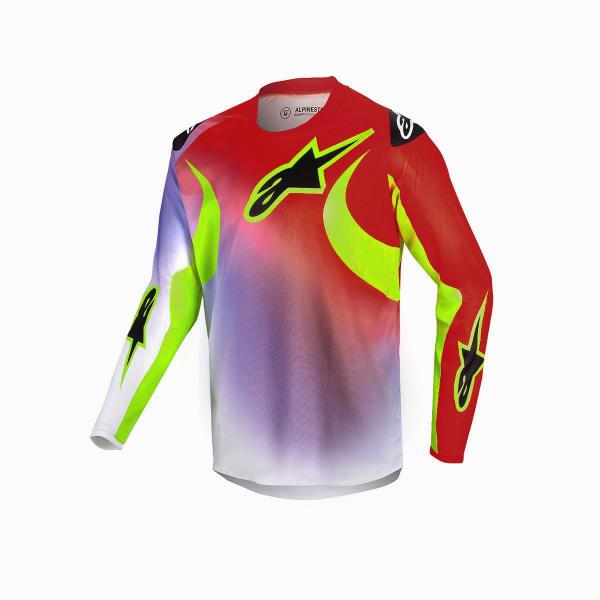 アルパインスターズ 3773724-2029-XL ユース レーサールーセント ジャージ ホワイト/ネオンレッド/イエローフロー YXL バイク 子供 ウェア 吸湿 ストレッチ