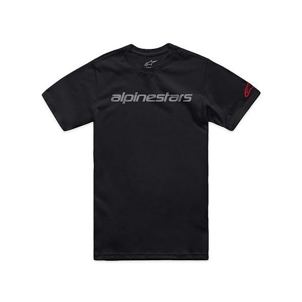 アルパインスターズ D8745 リニアワードマーク2.0Tシャツ ブラック/グレー/レッド S バイク 夏 半袖 1214-73110-113-S