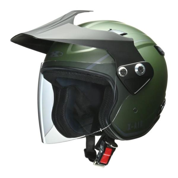 リード工業 X-AIR RAZZO-V ジェット ヘルメット マットグリーン LL(61〜62cm未満) シールド付き UVカット バイザー 着脱式内装 スポーツ バイク用 LEAD