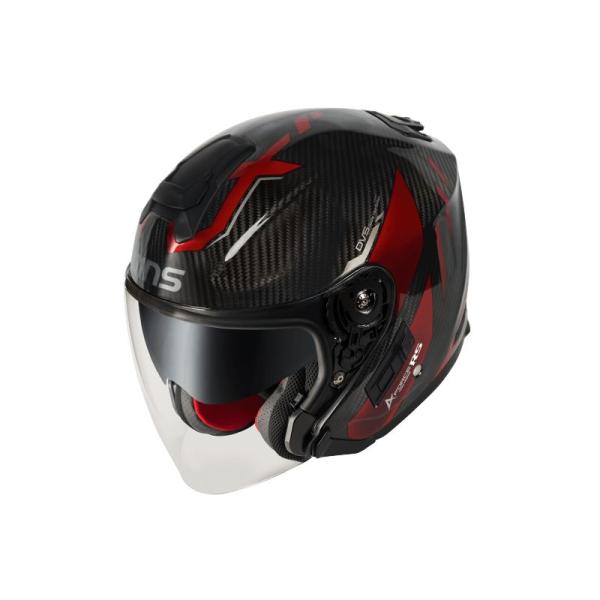 ウインズ A-FORCE RS JET FLASH ジェット ヘルメット タイプC カーボン×アイアンレッド L エーフォース 内装脱着 インカム取付 バイク/二輪車用 WINS