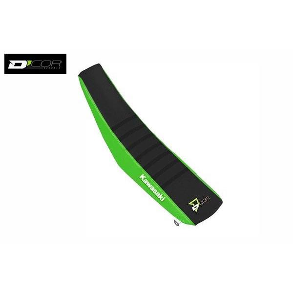 D'COR 30-20-484 リブ付きシートカバー グリーン/ブラック(ブラックリブ付き) KX250/450 バイク