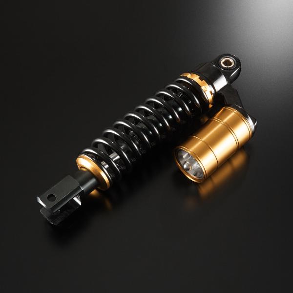 爆買 リアサスペンションスポーツリアショック 黒/金  JOG穴中心〜穴中心の距離：260ｍｍ　全長：約285ｍｍ  【適合車種】ジョグ/ZR/EVO 3YK SA16J