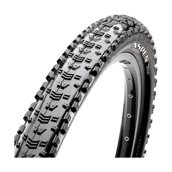 AspenはMaxxisのプレミアXCレースタイヤの一つです。トレッドハイトの中央部が低いため、Aspenは素早く転がることができますが、XC用の充実したサイドノブがコーナリングトラクションを発揮します。