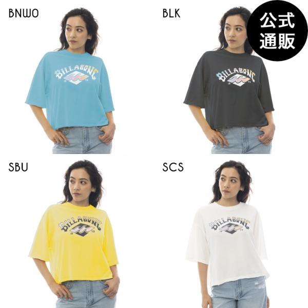 【BILLABONG(ビラボン)ブランドの公式オンラインストア】フロントにSUNSET ARCHロゴを大きくプリントしたクロップドTシャツ。色鮮やかなグラデーションが夏らしく明るい印象を与えます。シルエットは、短めの着丈と広い身幅のLOOS...