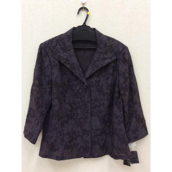 透し模様ジャケット こげ茶色