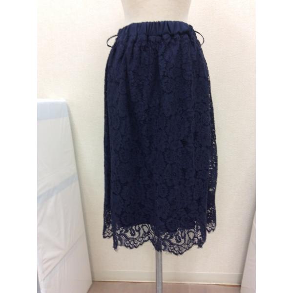 紺レーススカート ウエストゴム