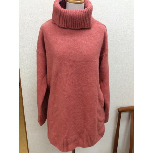 サーモンピンク サイドスリットセーター 首袖先リブ 厚手で暖かい！