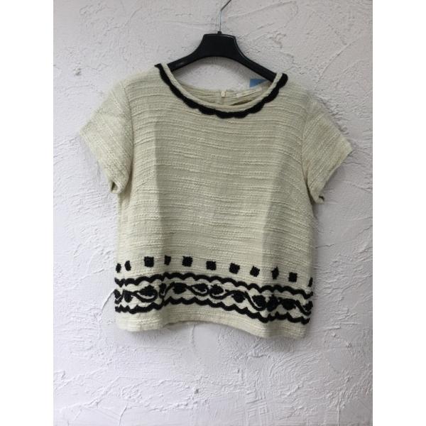 アイボリー半袖コットンニット