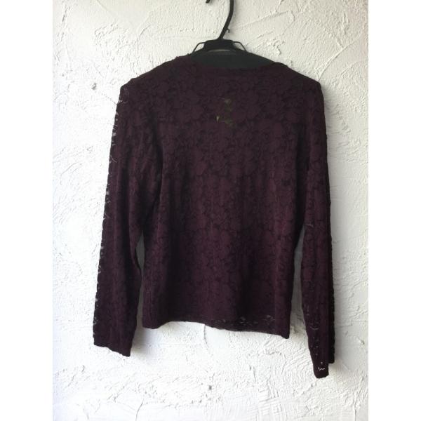 紫レースカットソー 品質タグなし