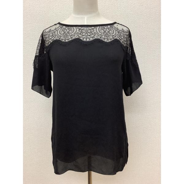 黒シフォン プルオーバーブラウス