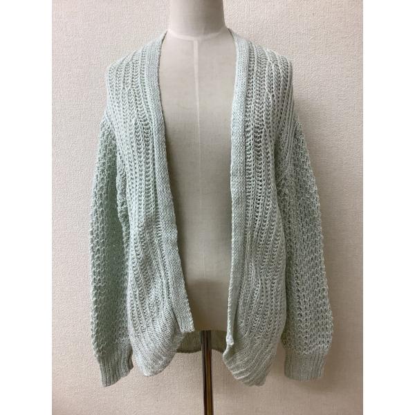 フェルゥ ミント色 ローゲージニットカーディ 麻と綿 サイズ2