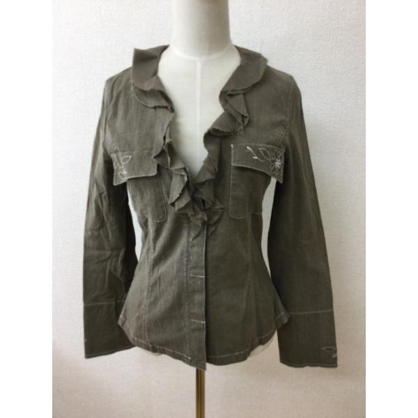 茶カーキ 厚手シャツジャケット ストレッチ