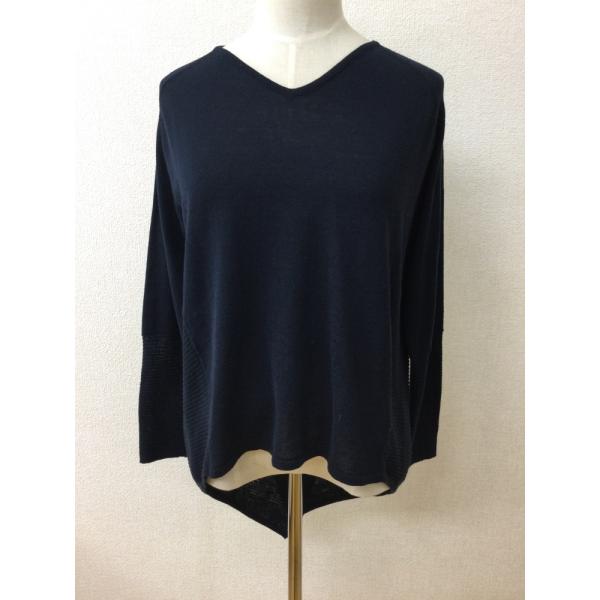 タグ付き未使用 ネイビー薄手ニット