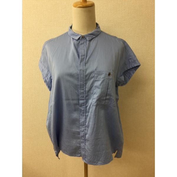 薄ブルー 比翼ボタンシャツ