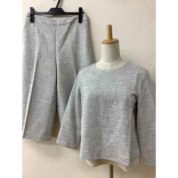 タグ付き未使用 グレー系ツイード調生地の上下セット 定価16800円