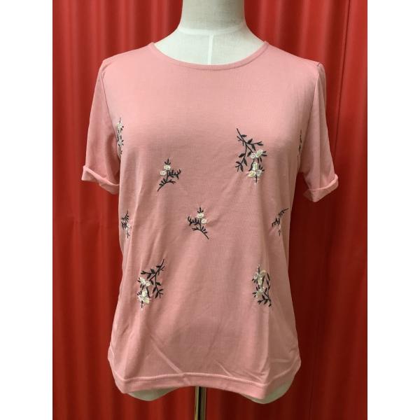 タグ付き未使用！ オレンジの花刺繍Tシャツ
