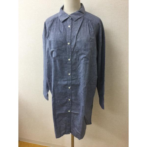 ブルーのロング丈シャツ チュニック