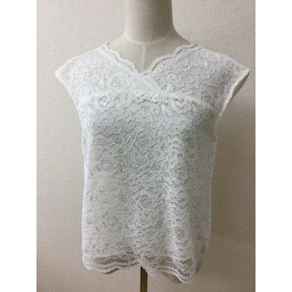 タグ付き未使用 白ブラウス 前身頃レース