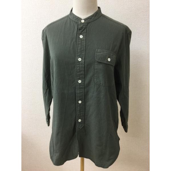 渋グリーンシャツ コットン96% リネン4%