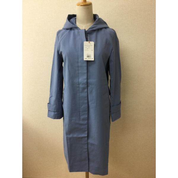タグ付き未使用 ブルーのコート フード取り外し可能