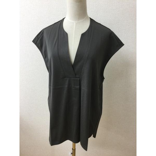 タグ付き未使用 カットソー生地ベスト 茶グレー