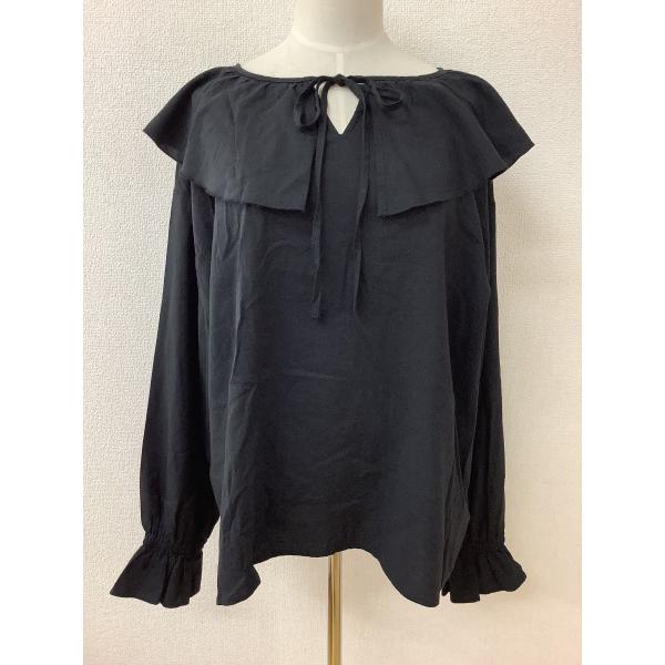 HONEYSUCKLE ROSE タグ付き未使用 フリル衿ブラウス 黒 サイズM