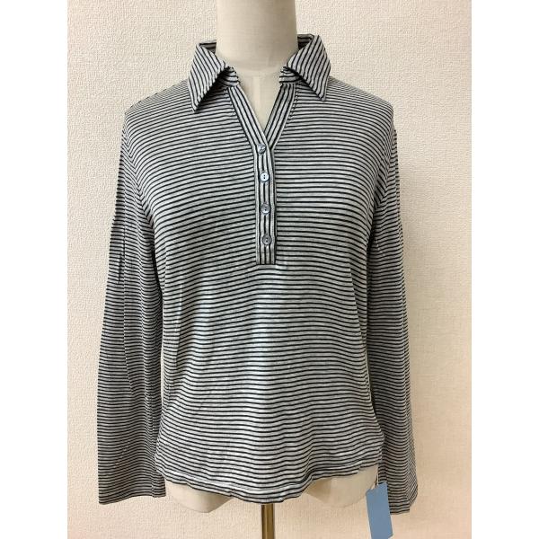 グレーボーダーカットソー カシミヤ入り