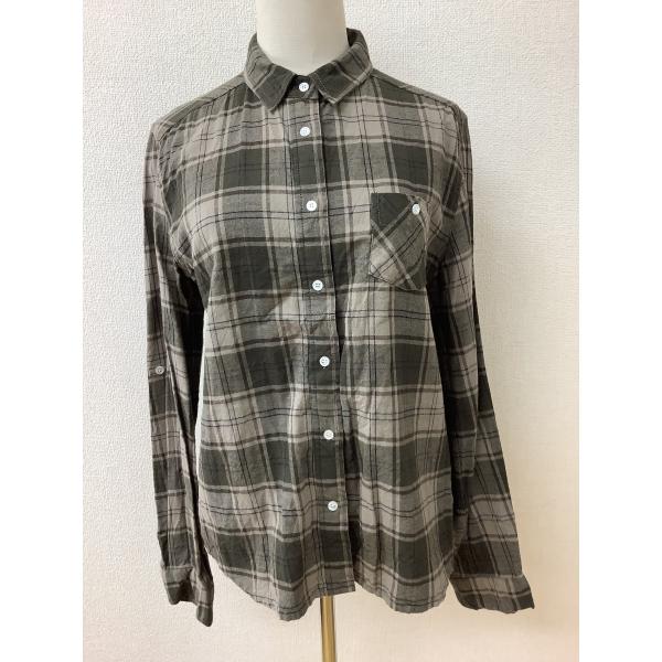 茶系チェック シワ加工シャツ サイズF