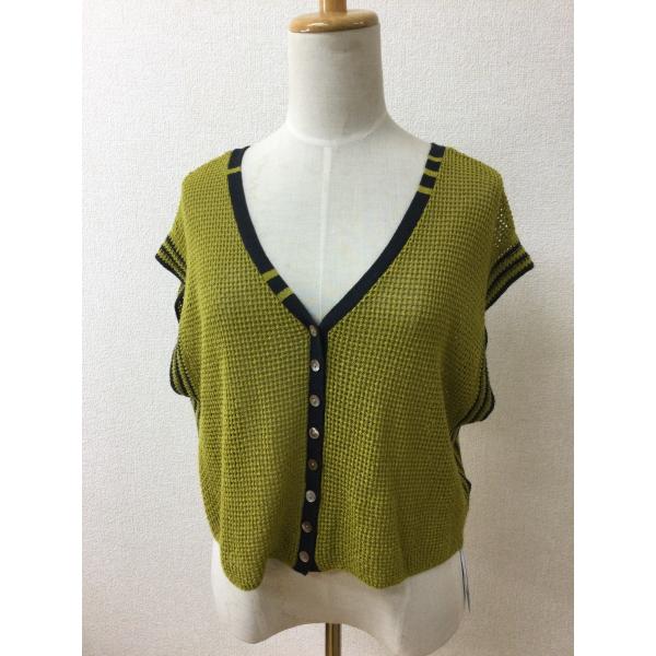 うぐいす色 メッシュニットベスト サイズM-L