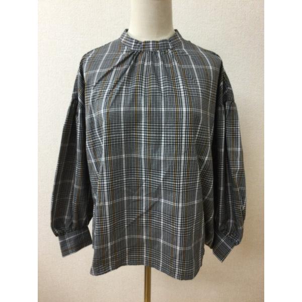 SM2 タグ付き未使用 チェック ハイネックブラウス グレー サイズフリー