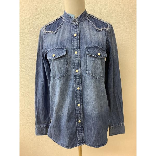 色落ちブルー ダンガリーシャツ サイズXS