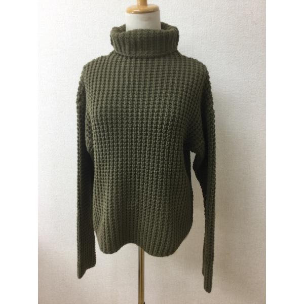 カーキ ざっくり編みニット サイズM