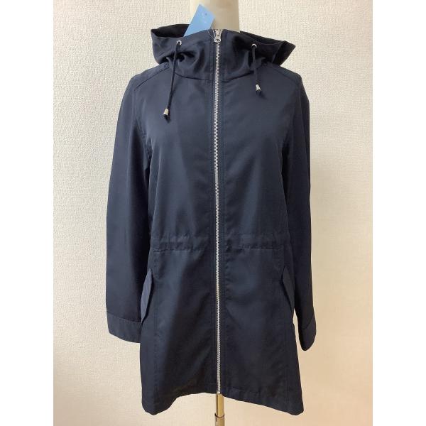 クロスプラス社 maca 黒薄手コート フード付き サイズS