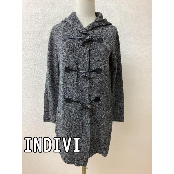 黒白ミックス ニットコート 裏地なし サイズ38