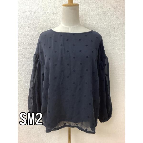 サマンサモスモス (SM2) 黒にフロッキードット シフォントップス サイズF