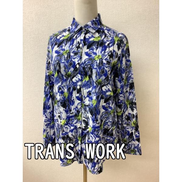 TRANS WORK × Michele BINDA ブルー系花柄ブラウス サイズ38