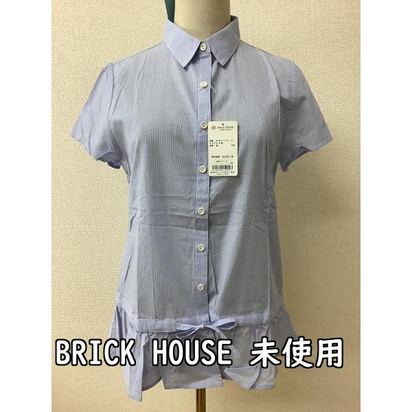 タグ付き未使用 ブルーストライプとドット柄シャツ サイズM