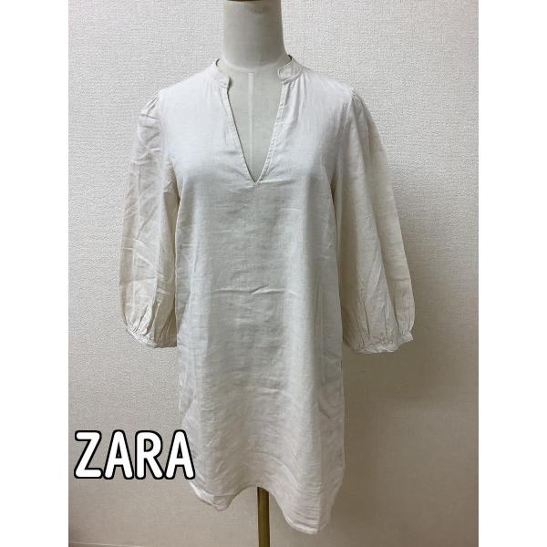 ザラ (ZARA) タグ付き未使用 きなりチュニック 麻と綿 サイズXS